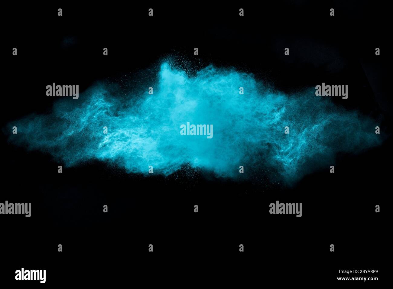 Blue dust particle explosion. Abstract design of a blue dust cloud ...