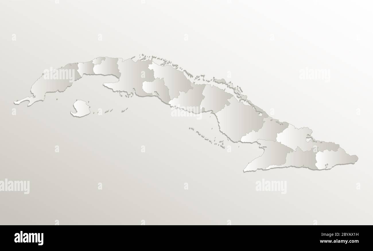 Cuba map administrative division, separates regions, card paper 3D ...
