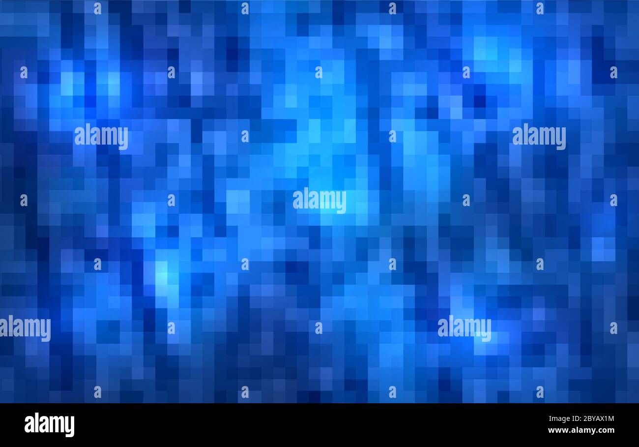 Pixels background, blue cubes with light blank Stock Photo - Alamy