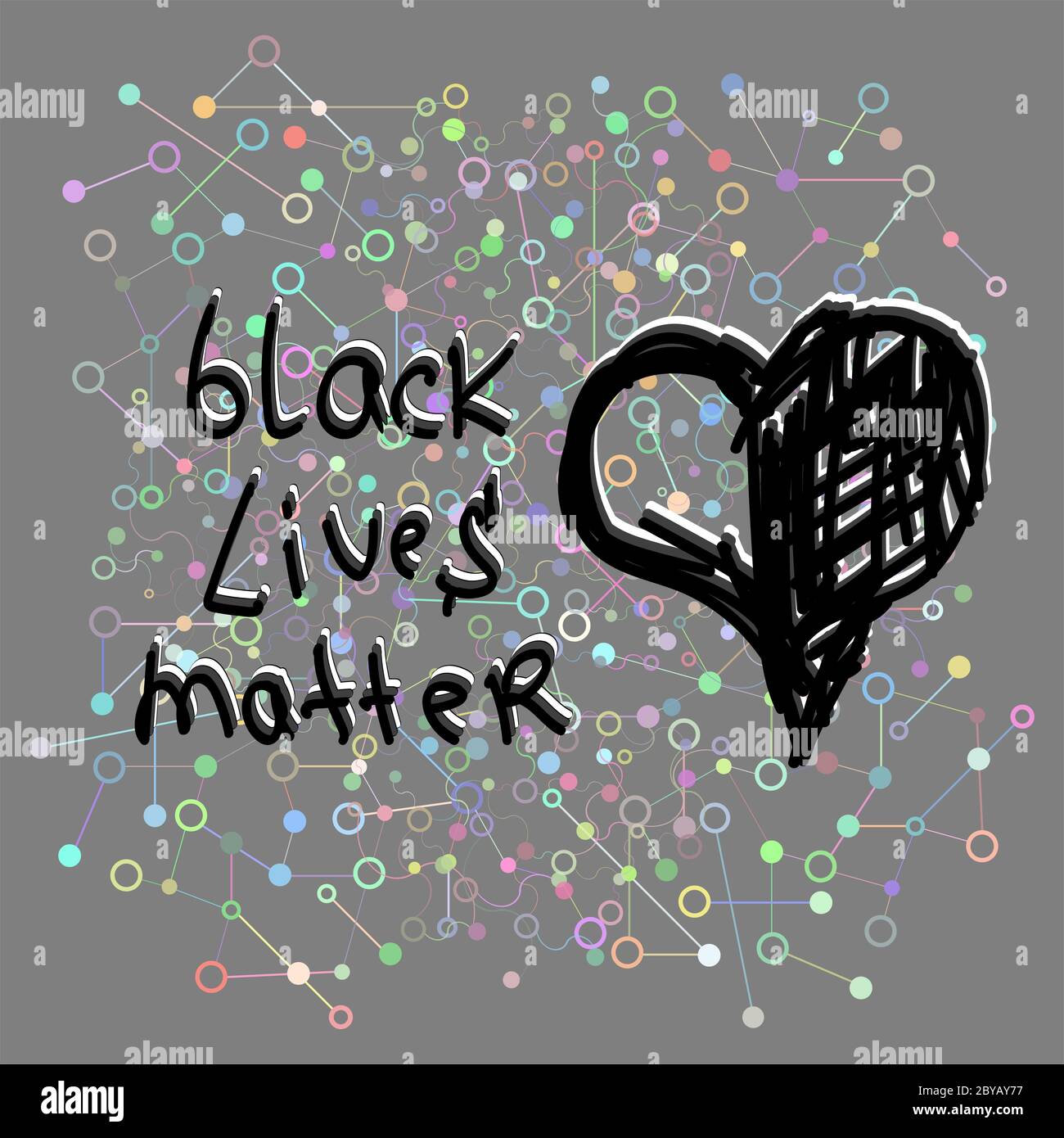 Black lives matter slogan. Hand drawn hearts. Anti racism and racial ...