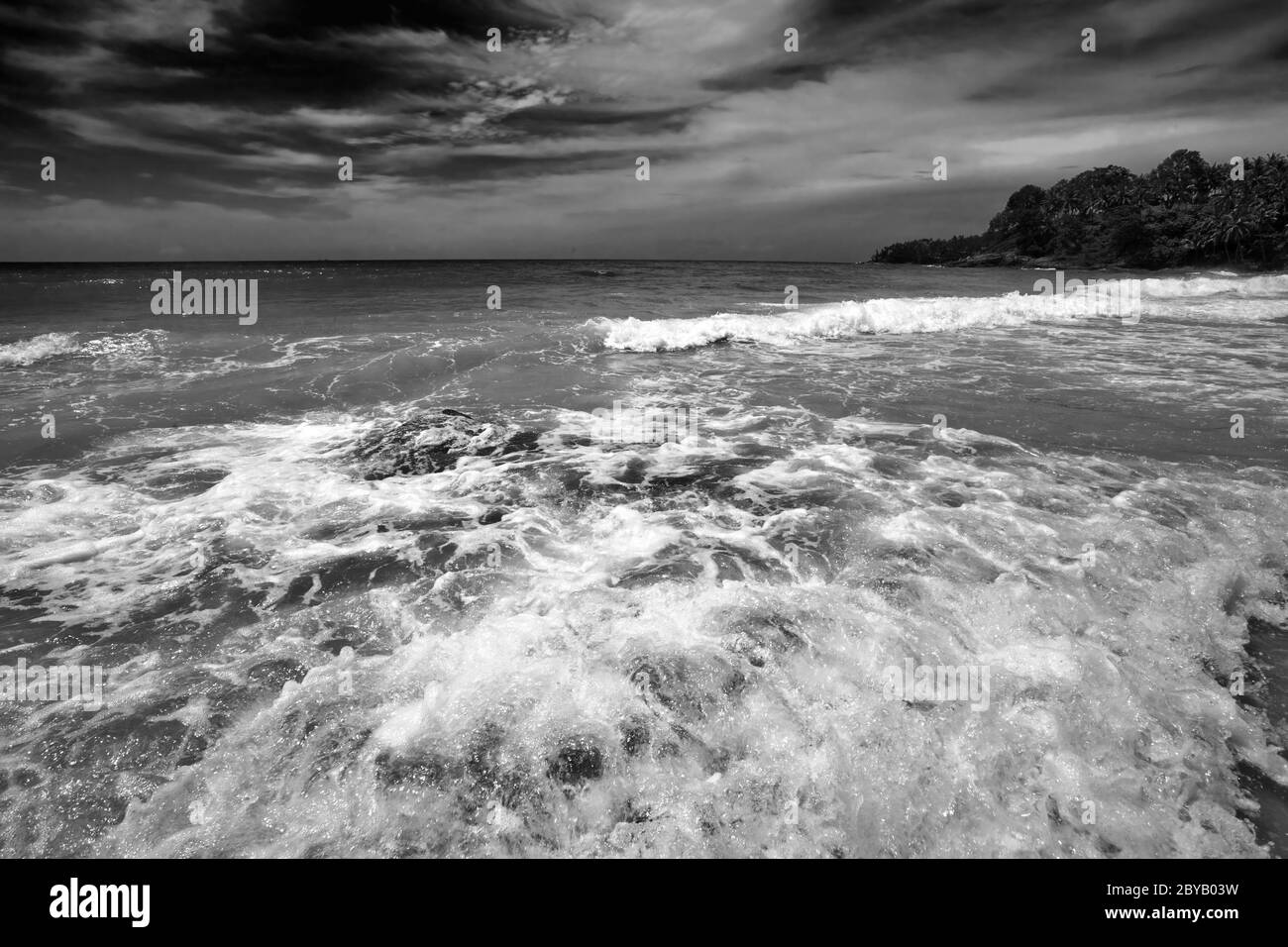 Beautiful tropical beach nature background Black and White Stock Photos ...