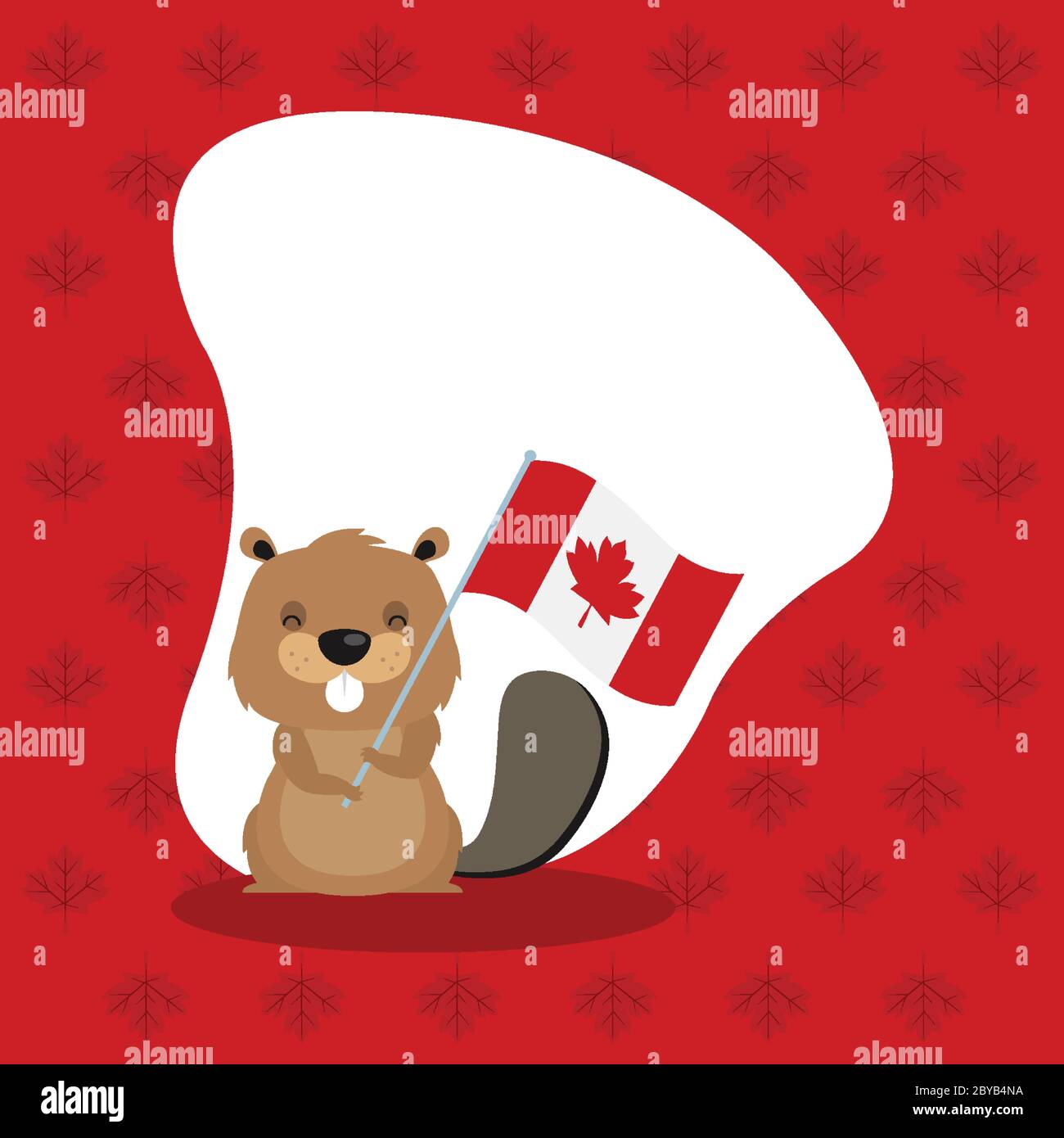 canada day celebration card with beaver and flag vector illustration ...