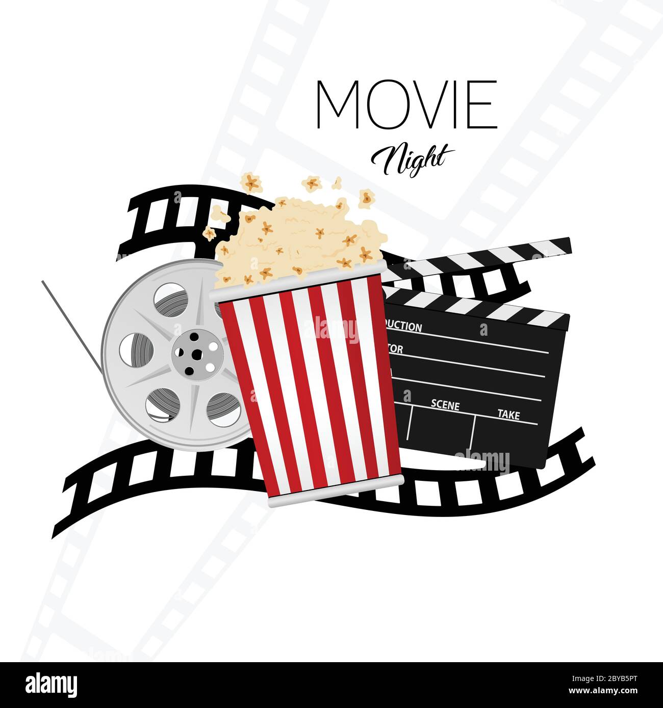 cinema and movie night illustration background two Stock Vector Image ...