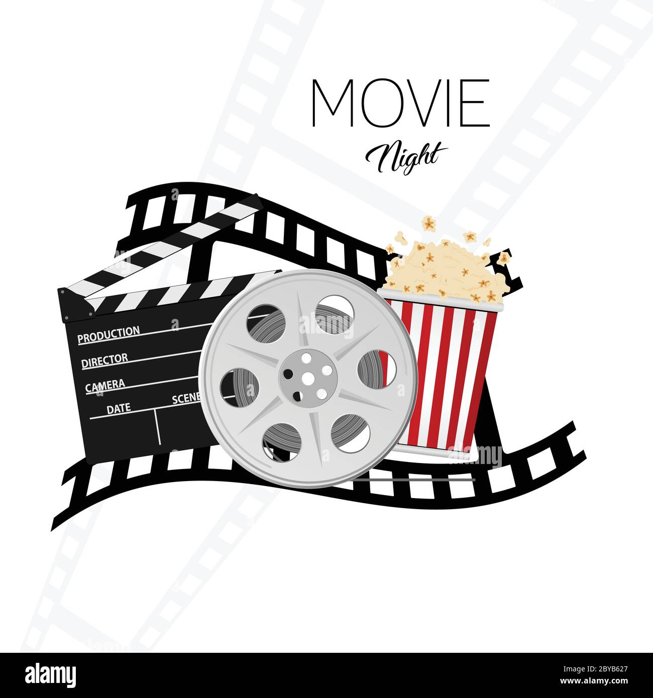 cinema and movie night illustration background three Stock Vector Image ...