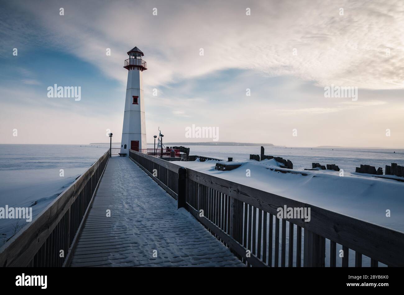 Wawatam Lighthouse in St. Ignace, Michigan in the Straits of Mackinac ...