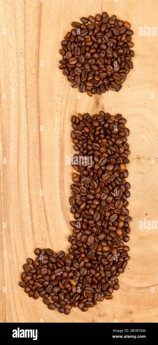 Letter J, alphabet from coffee beans Stock Photo - Alamy