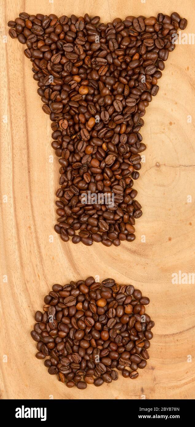 Exclamation mark from coffee beans Stock Photo - Alamy