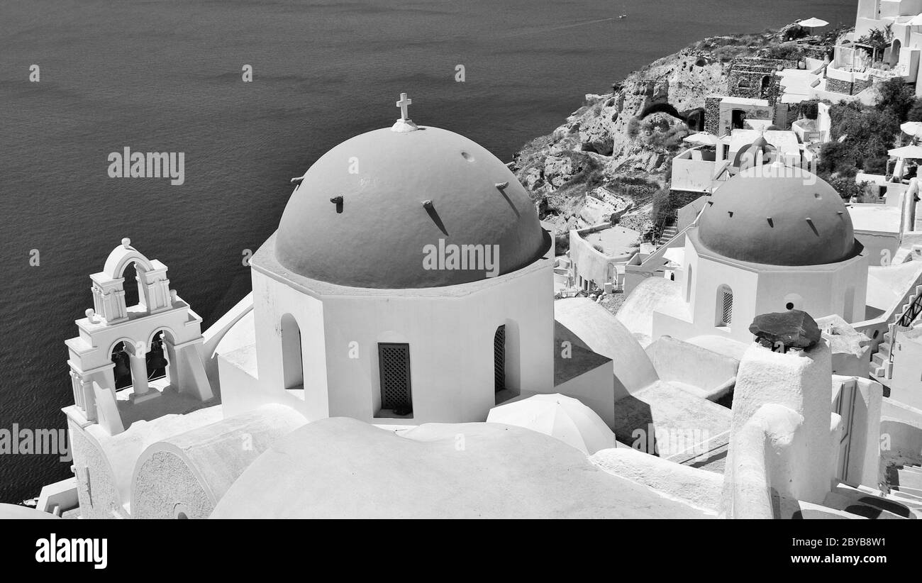 Greek island village scene Stock Photo - Alamy