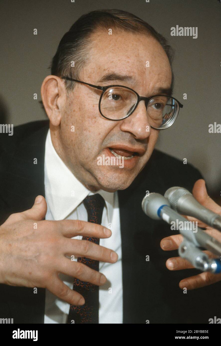 WASHINGTON, DC, USA, FEBRUARY 1992 - Federal Reserve Chairman Alan ...