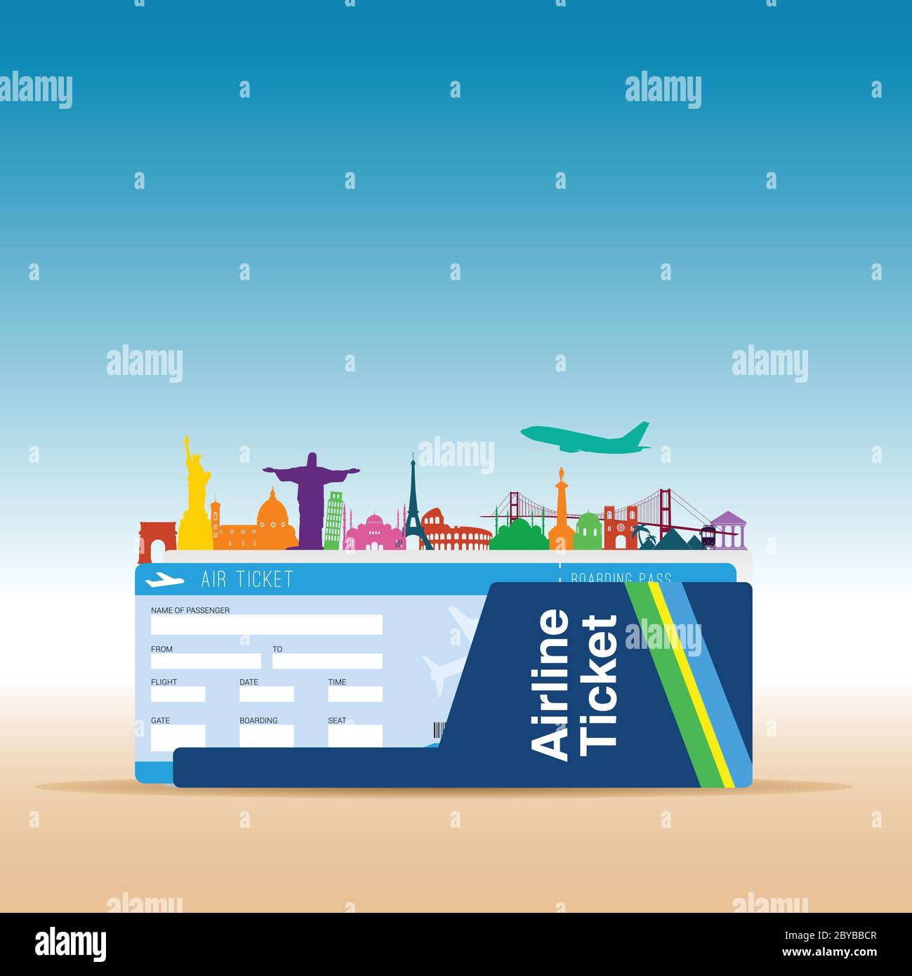air ticket illustration in colorful Stock Vector Image & Art - Alamy