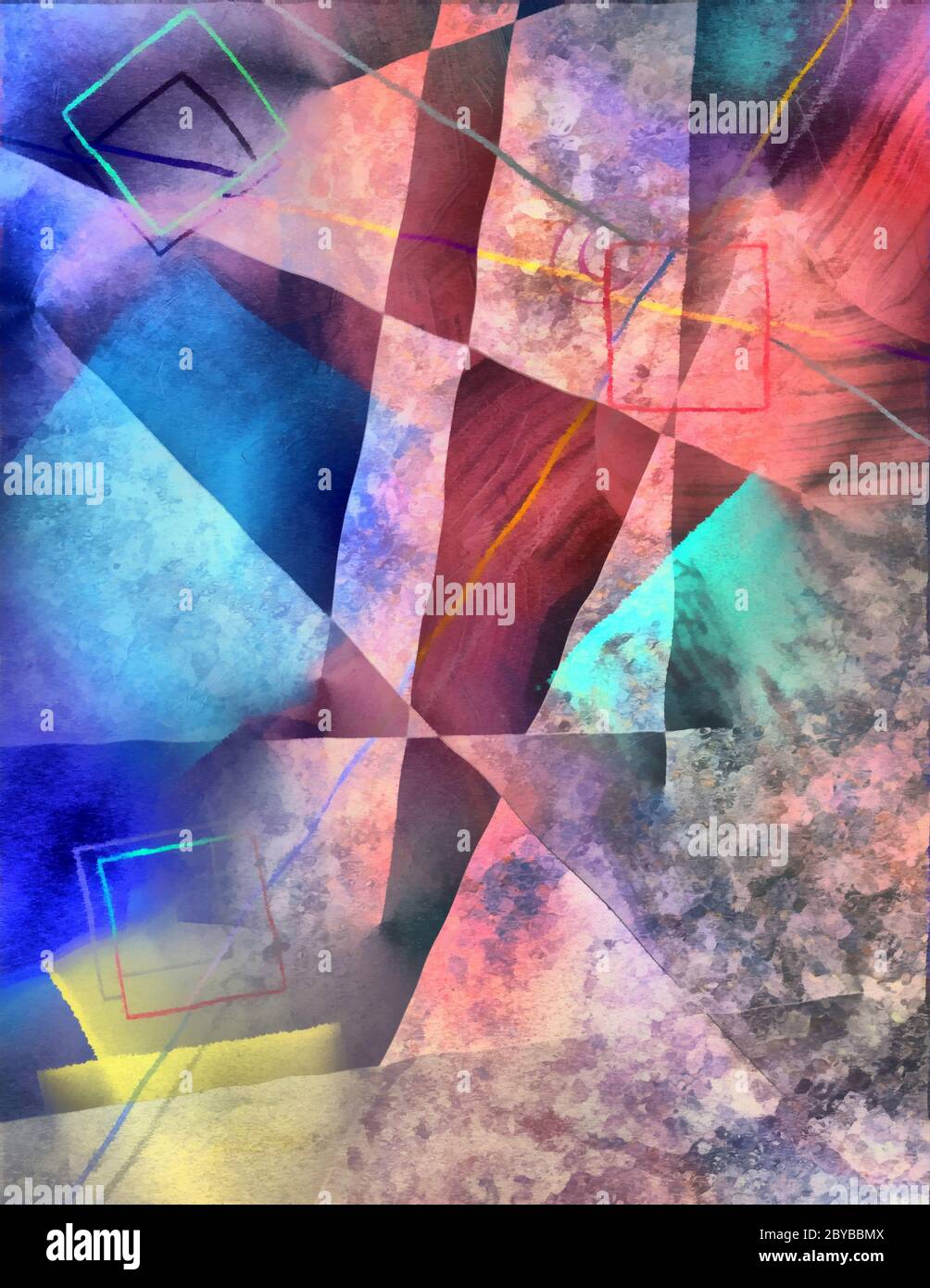 Modern Geometric Abstract Painting. 3D rendering Stock Photo - Alamy