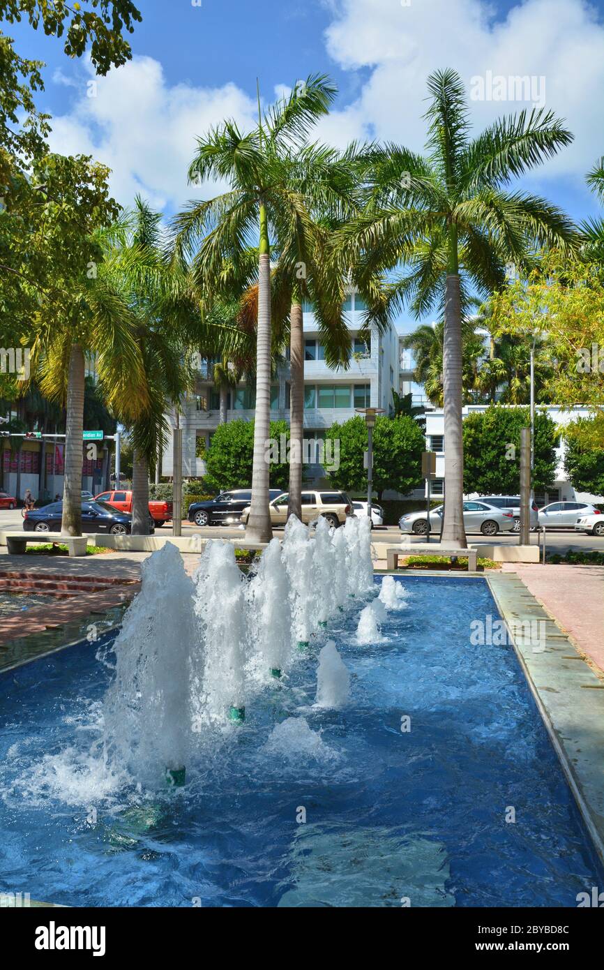 Fountain in Miami Beach Stock Photo - Alamy