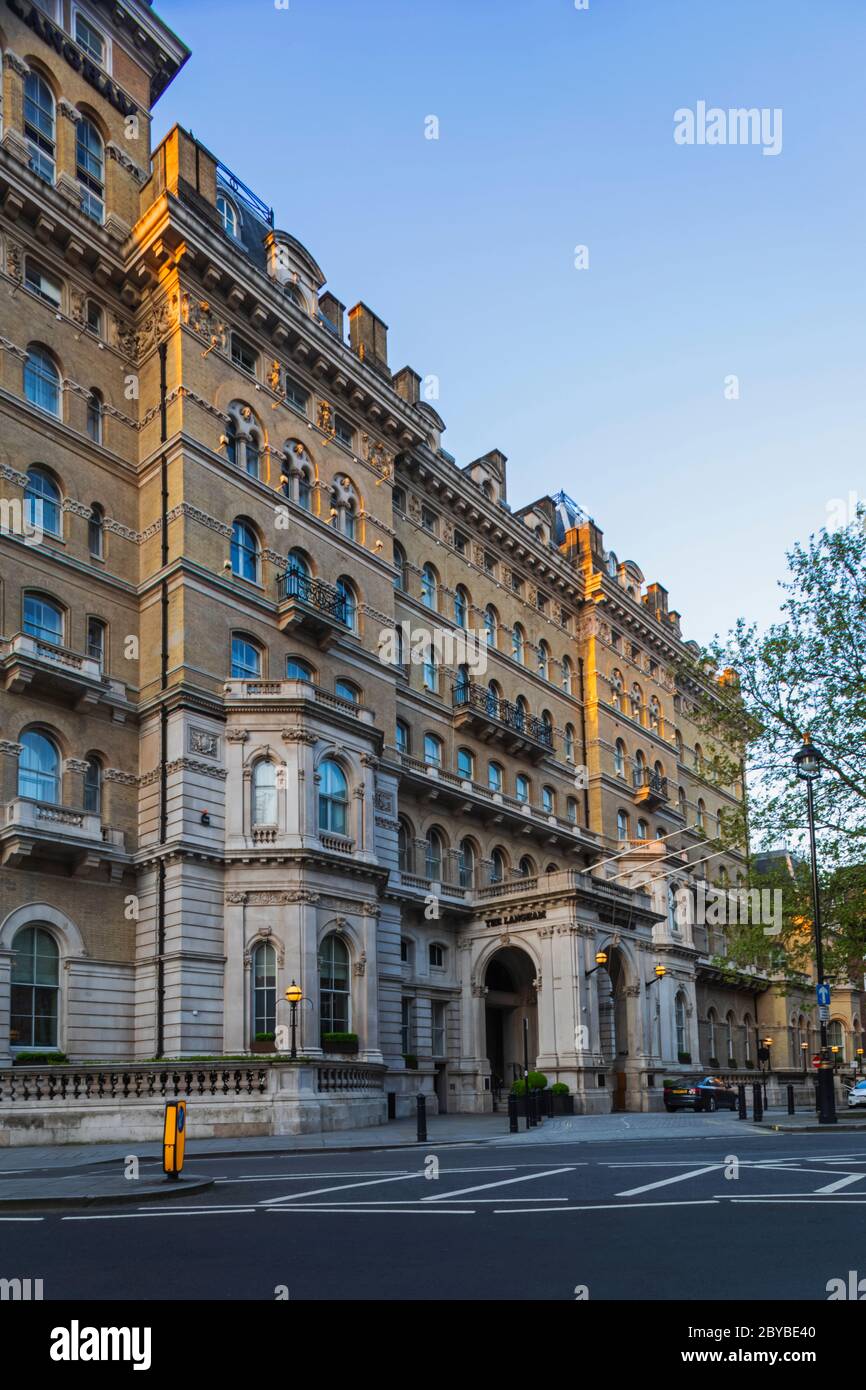 England, London, Marylebone, Portland Place, The Langham Hotel Stock ...