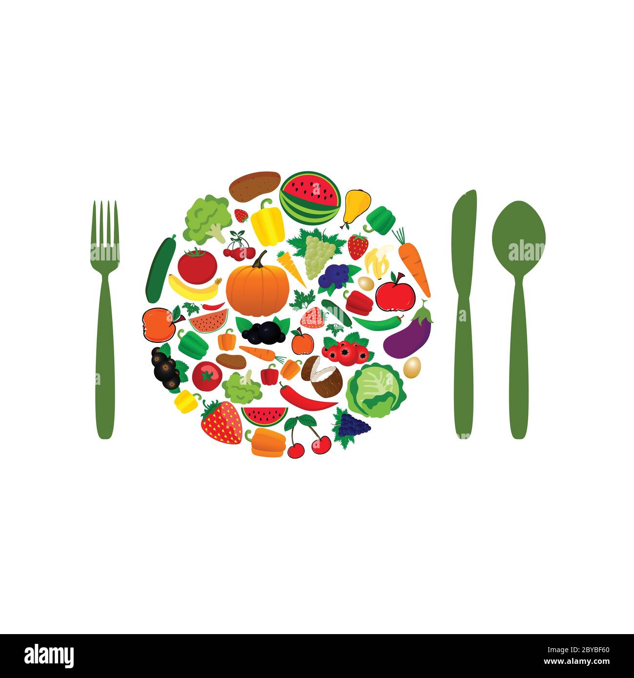 fruit and vegetable plate art illustration Stock Vector Image & Art - Alamy