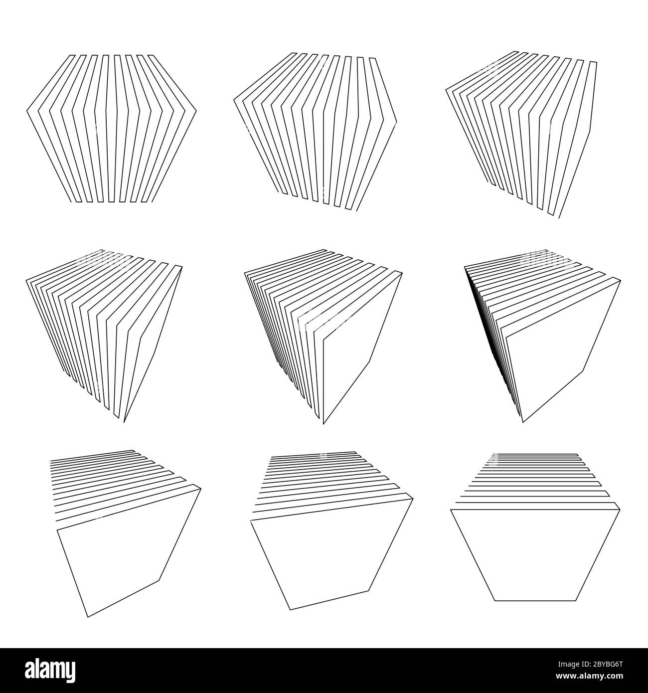 collection of abstract design elements composed of cubes or fragments ...