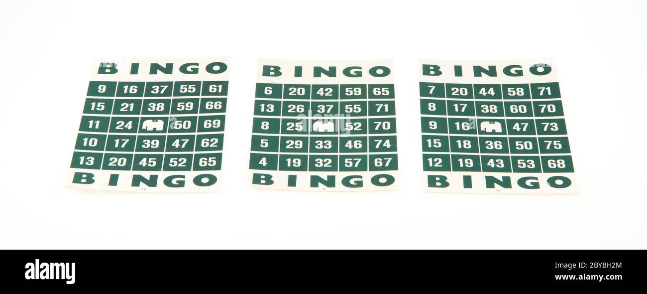 Green bingo cards isolated Stock Photo - Alamy