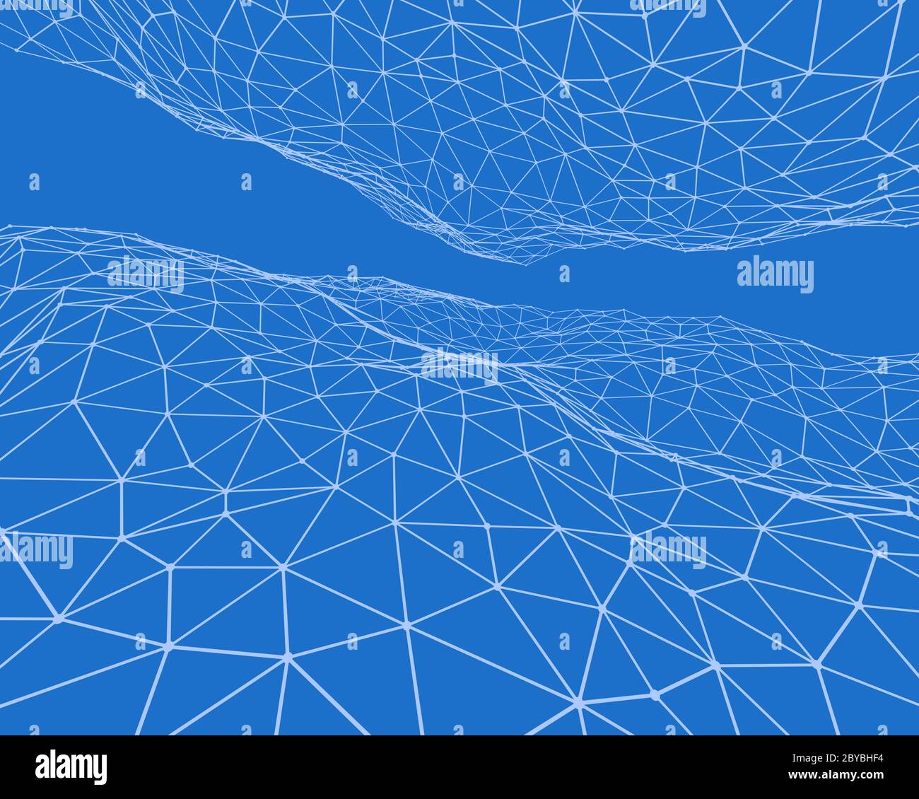 Abstract wireframe landscape background. Cyberspace grid. Digital ...
