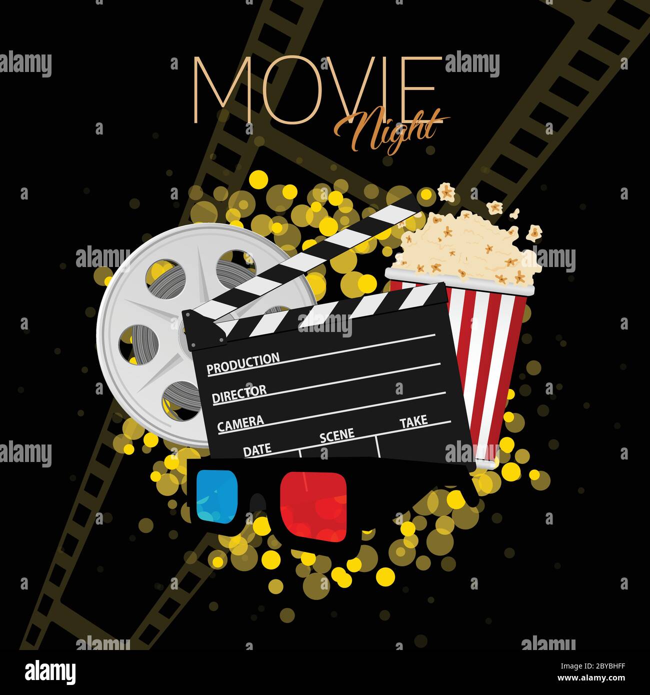 cinema and movie night black background two Stock Vector Image & Art ...