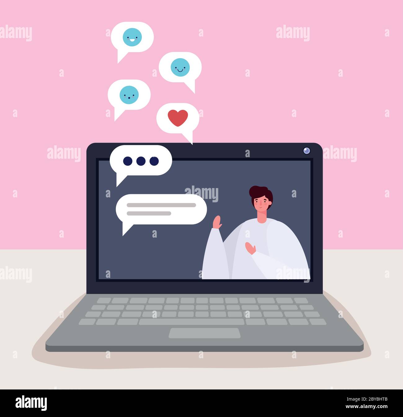 laptop with chatting bubbles design, Message chat and communication ...