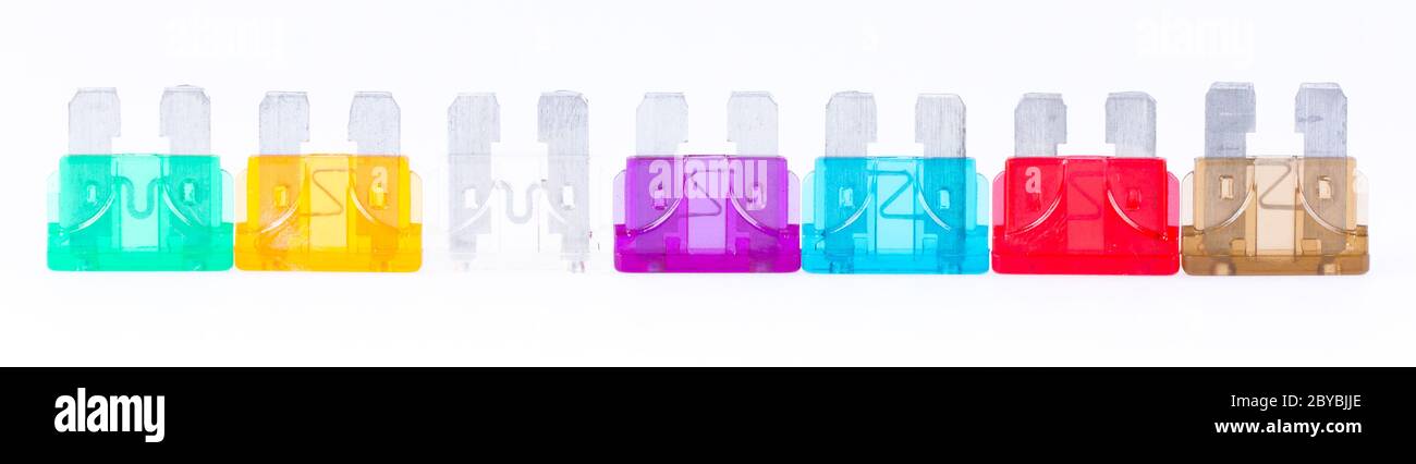 Different colors of car fuses Stock Photo - Alamy