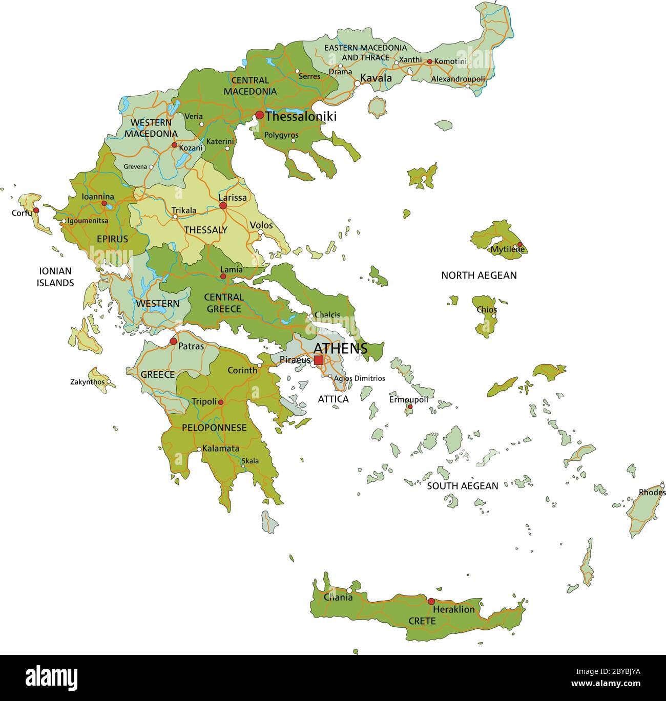 Highly detailed editable political map with separated layers. Greece ...