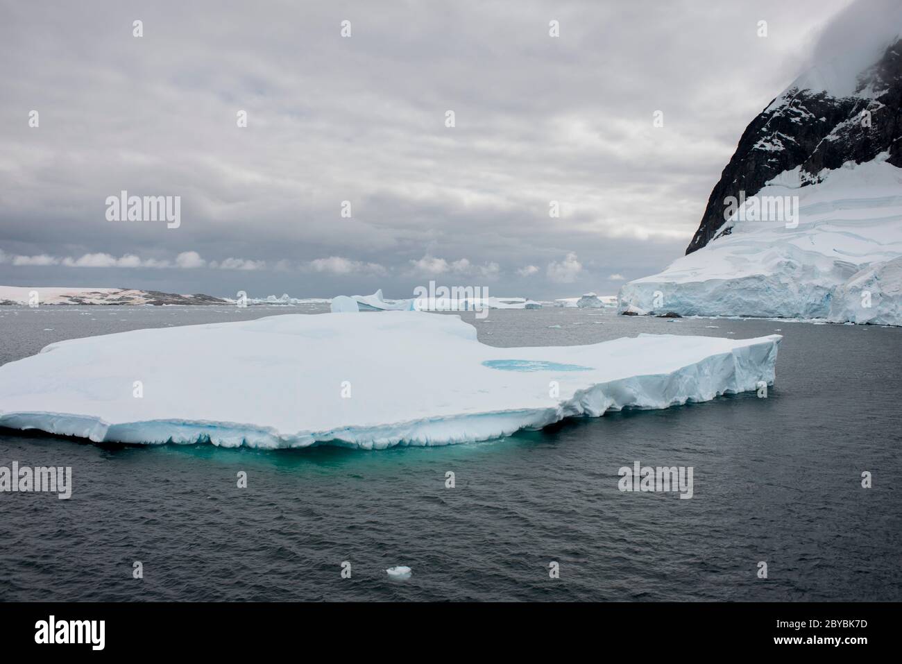 pool of water forming on an iceberg at Port Charcot Antarctica Stock ...