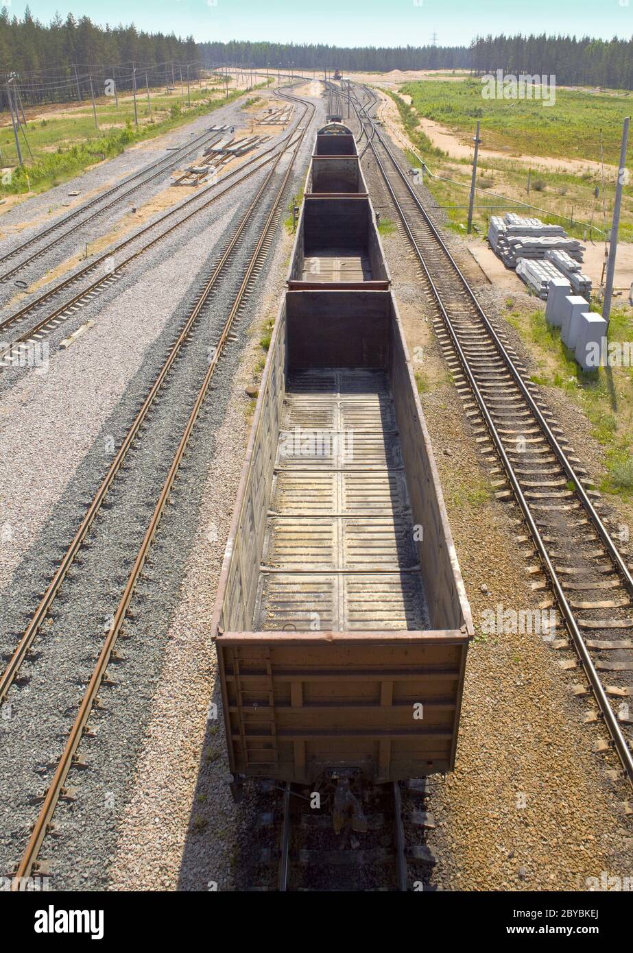 Rails And freight car Stock Photo - Alamy