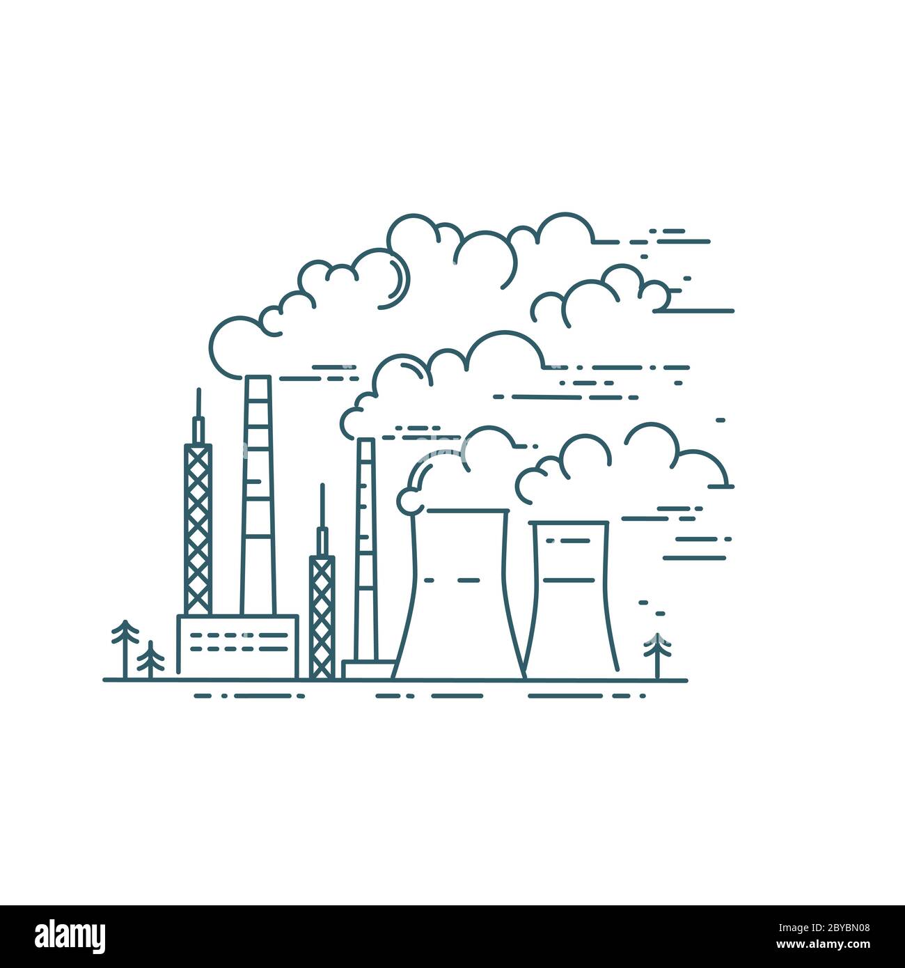 Dangerous city air pollution vector linear illustration Stock Vector ...