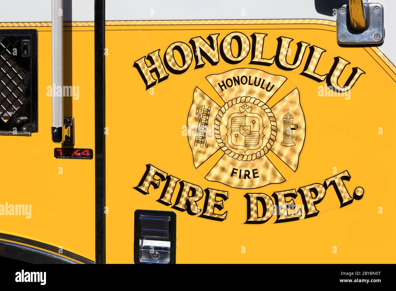 Fire Department Truck, Aloha Tower, Honolulu, Oahu Island, Hawaii, USA ...