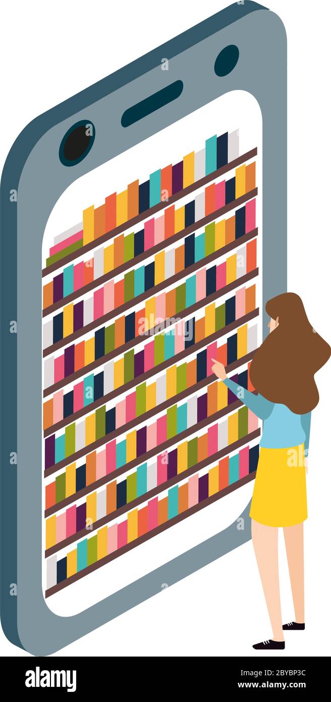 Vector online reading. Reading app for smartphone. E-reading and online ...