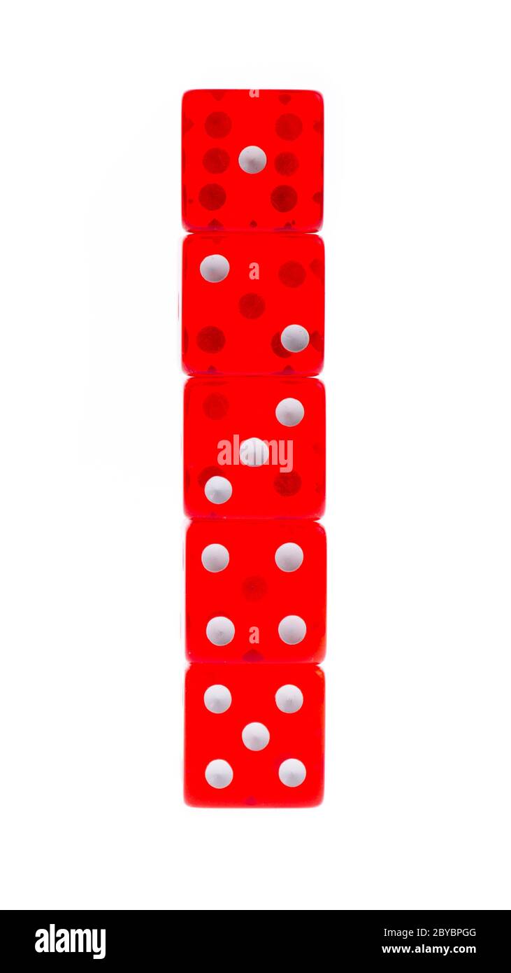 Five transparent red dice Stock Photo - Alamy