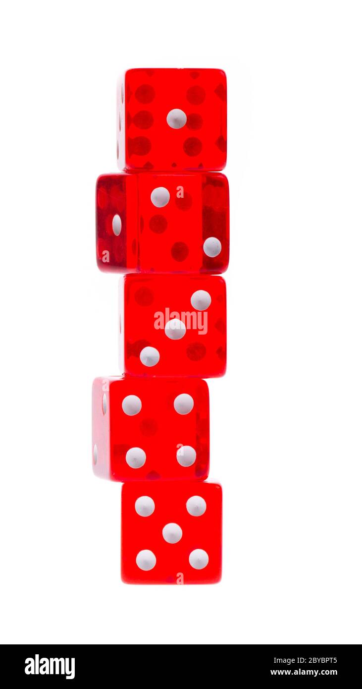 Five transparent red dice Stock Photo - Alamy