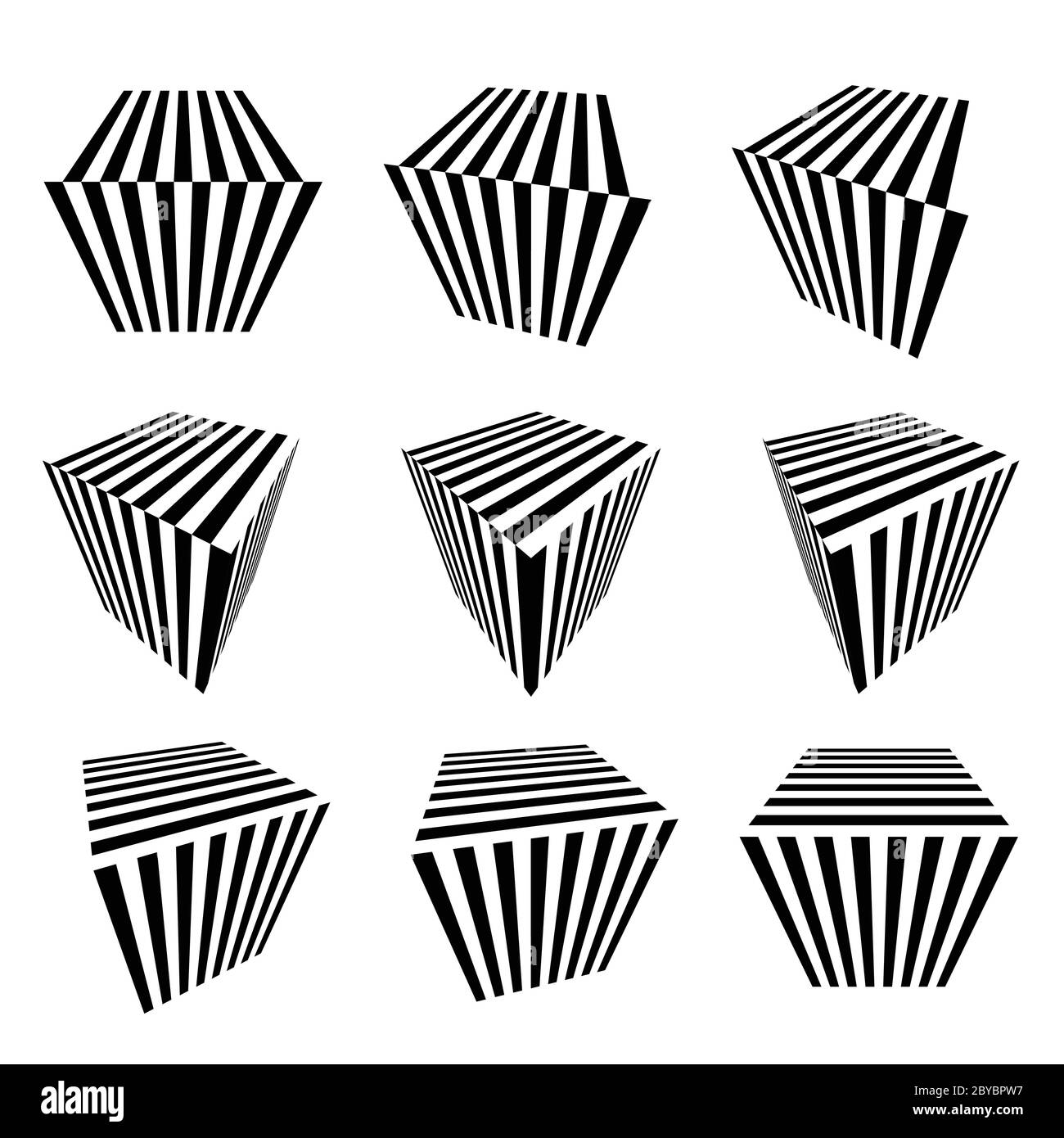 collection of abstract design elements composed of cubes or fragments ...