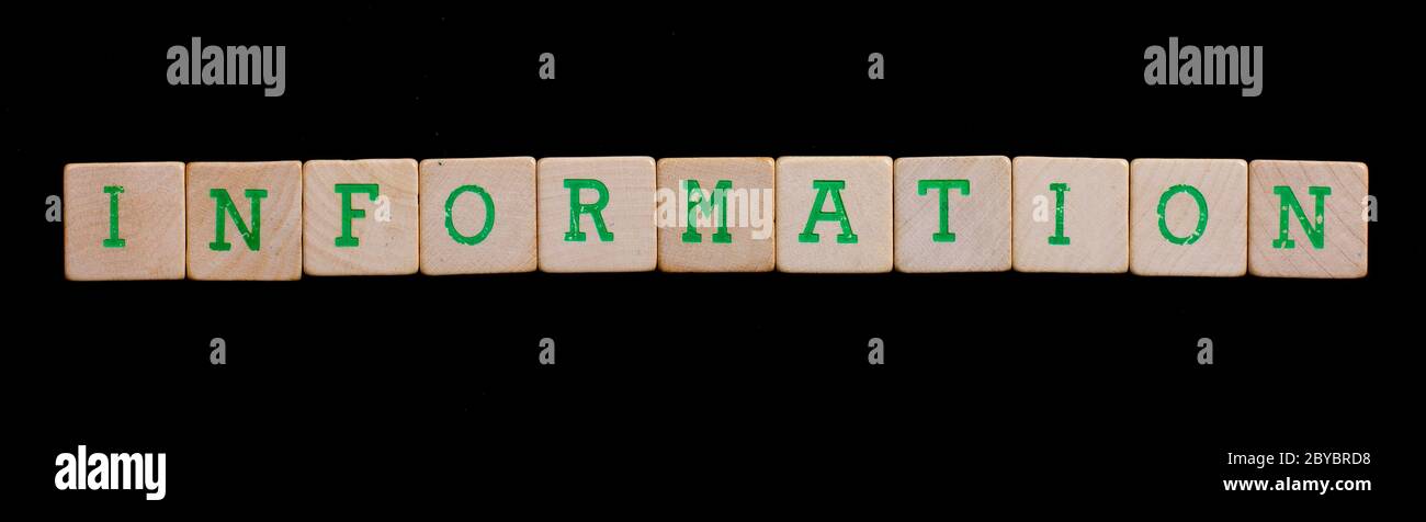Letters on wooden blocks (information Stock Photo - Alamy