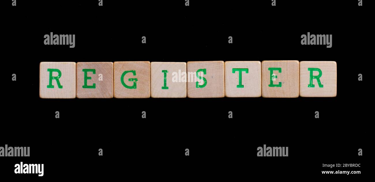 Register word on green hi-res stock photography and images - Alamy