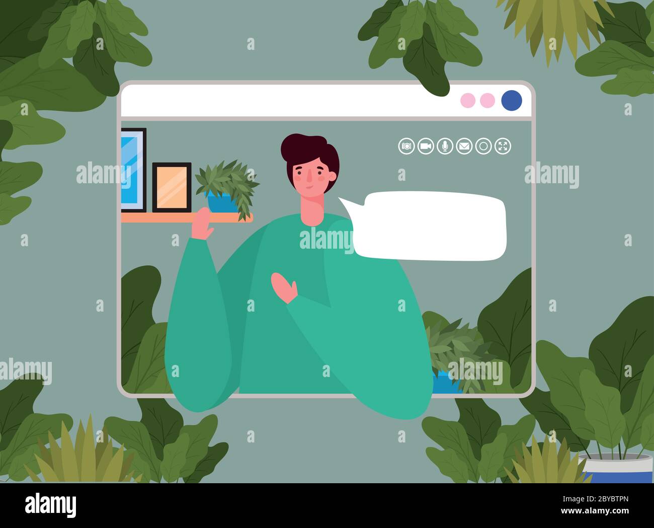 Man avatar with bubble on website in video chat design, Call online ...