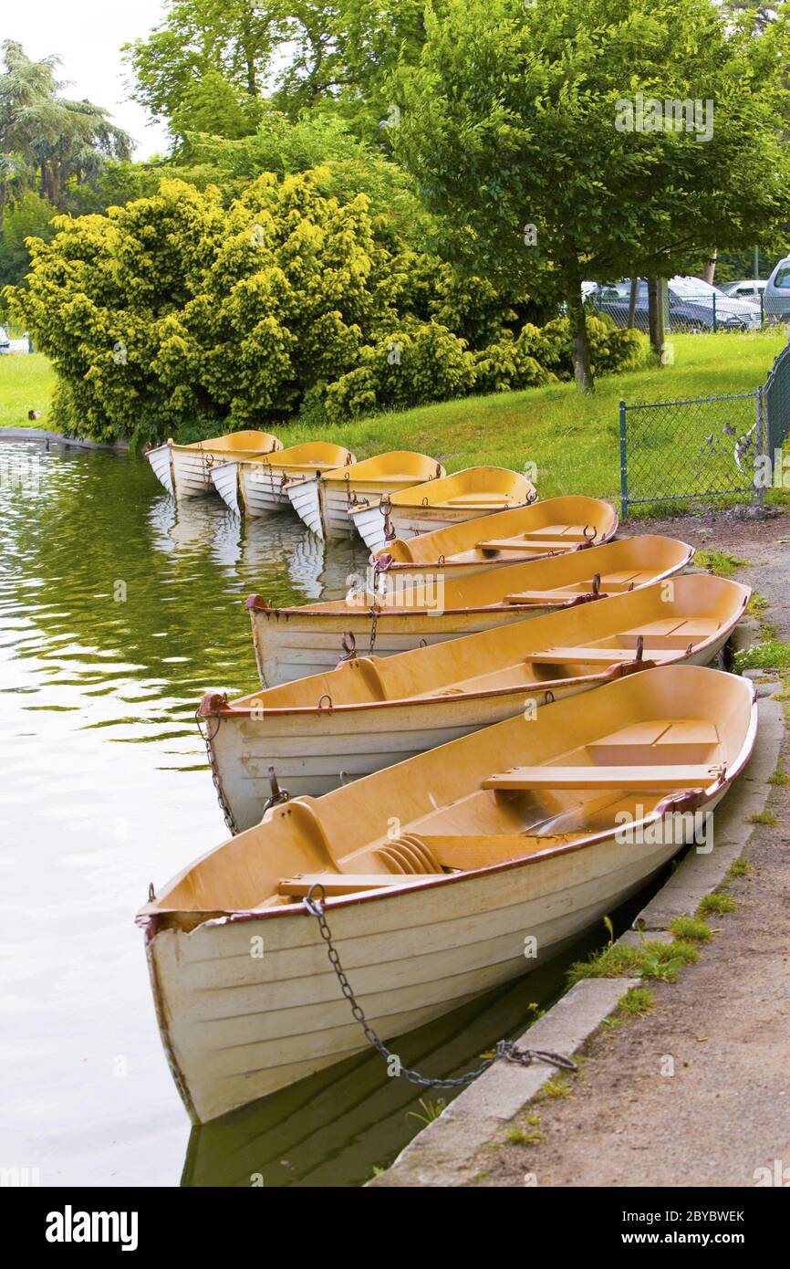 Boats on a pond Stock Photo - Alamy