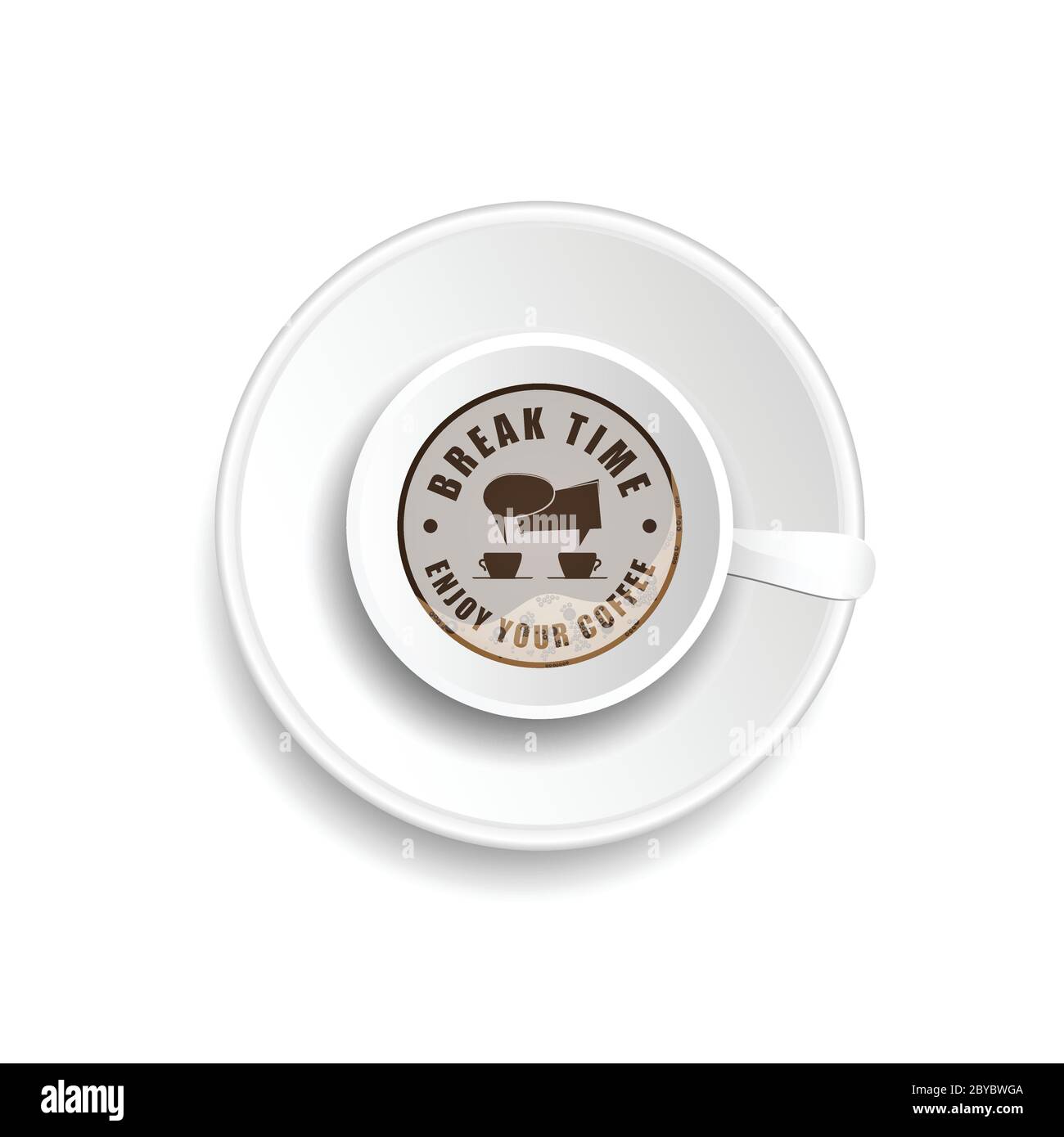 coffee cup drink with break time art illustration Stock Vector Image ...