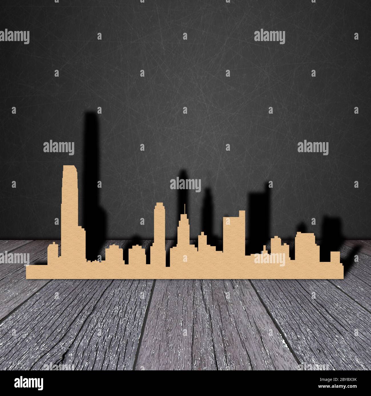 Paper city on wood Stock Photo - Alamy
