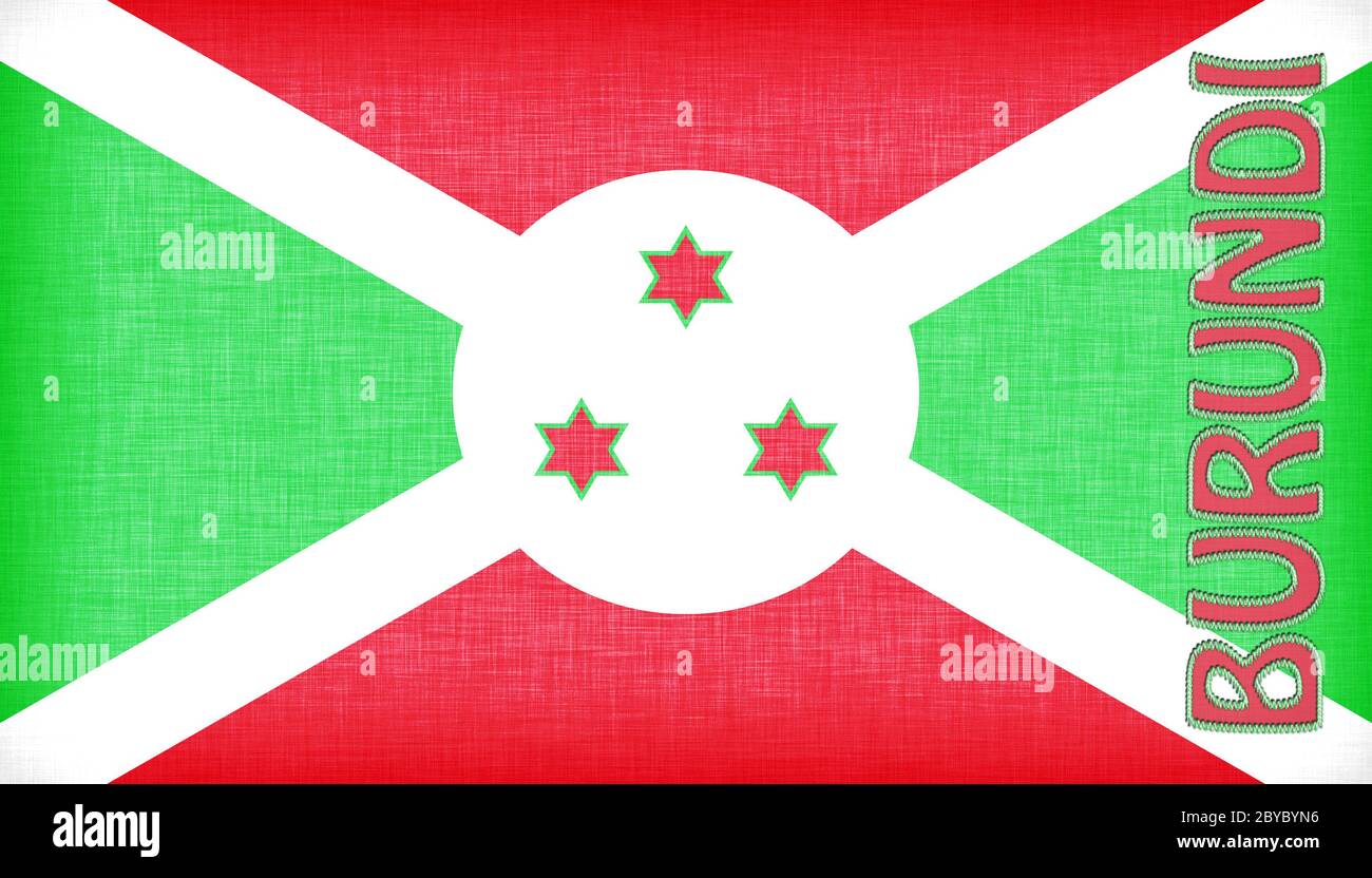 Linen flag of Burundi with letters stitched on it Stock Photo - Alamy