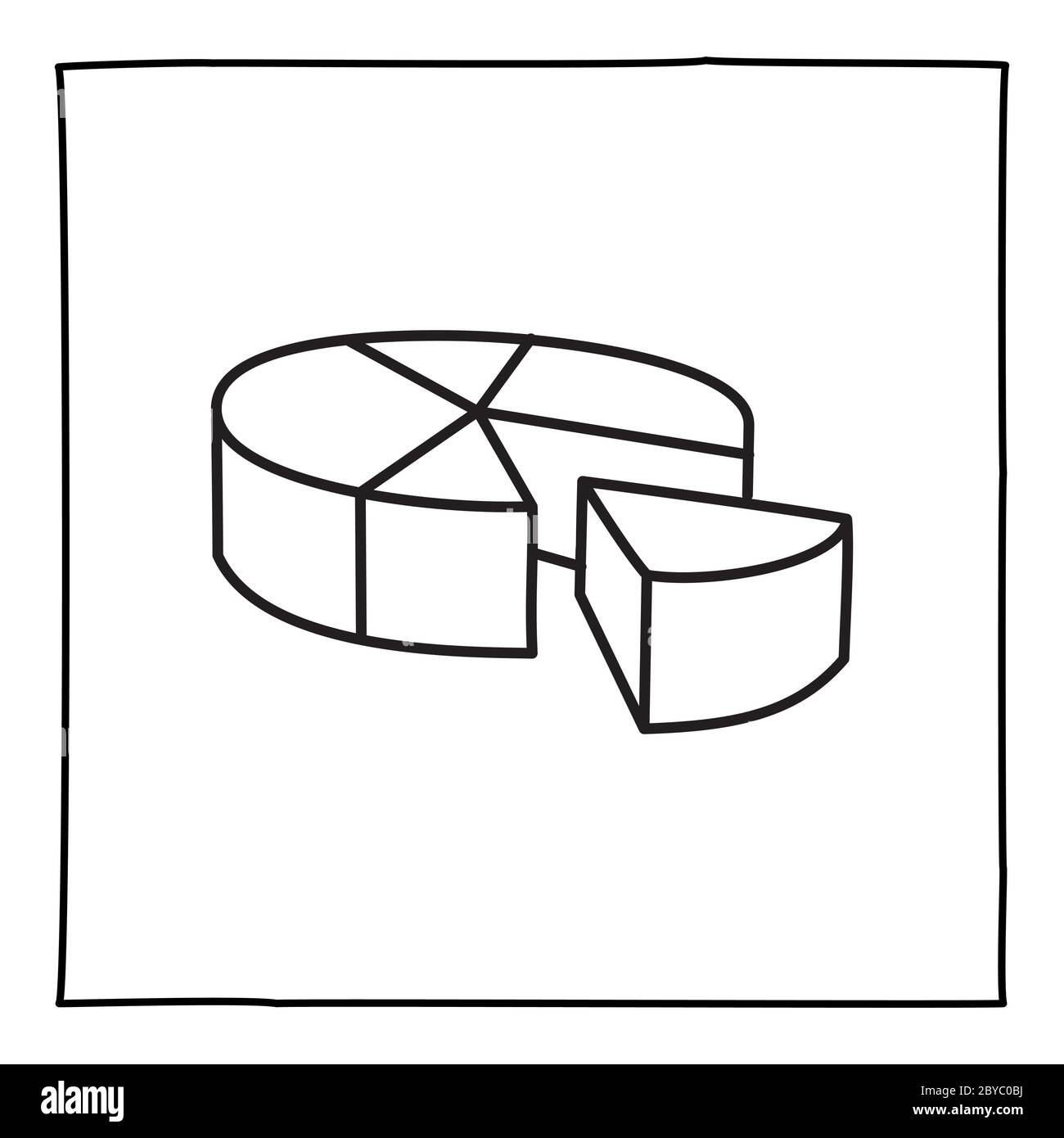 Doodle pie chart graph icon or logo, hand drawn with thin black line ...