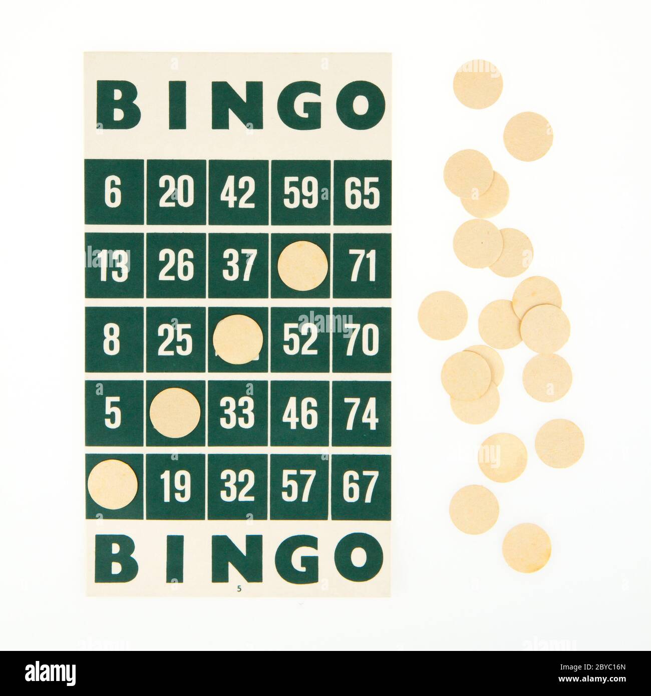 Green bingo card isolated Stock Photo - Alamy