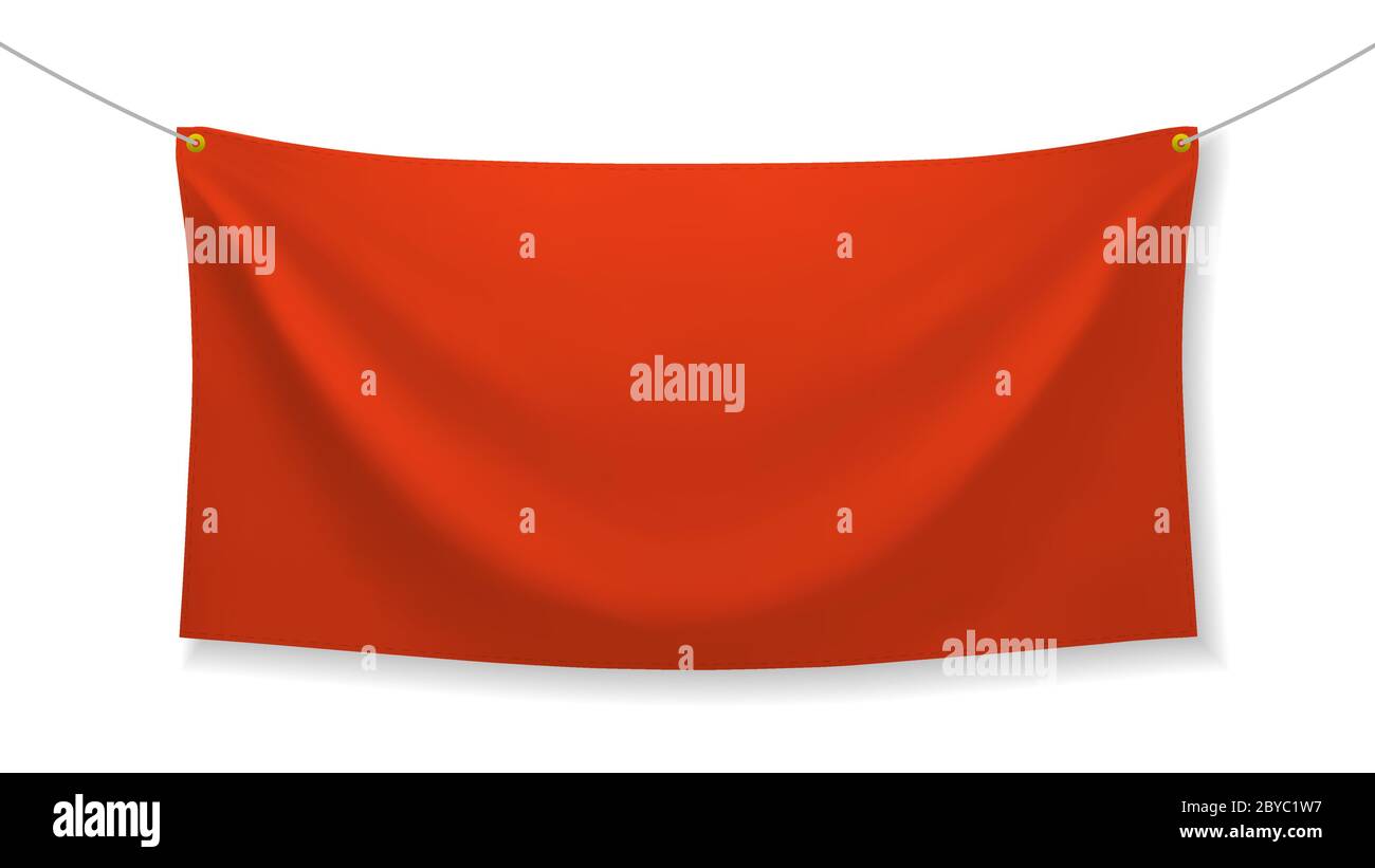 Red fabric banner with folds and shadow Stock Vector Image & Art - Alamy
