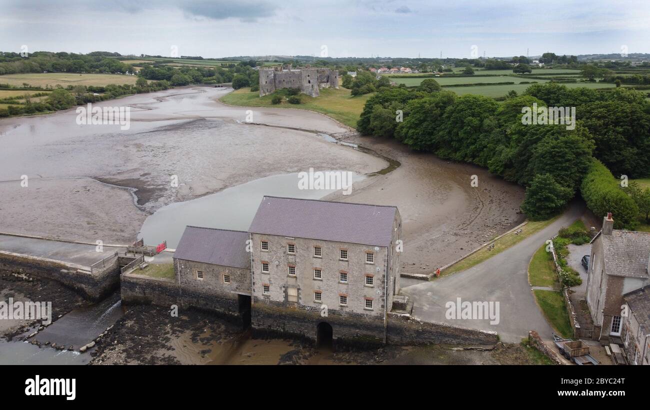 Aerial View of Carew Castle Stock Photo - Alamy