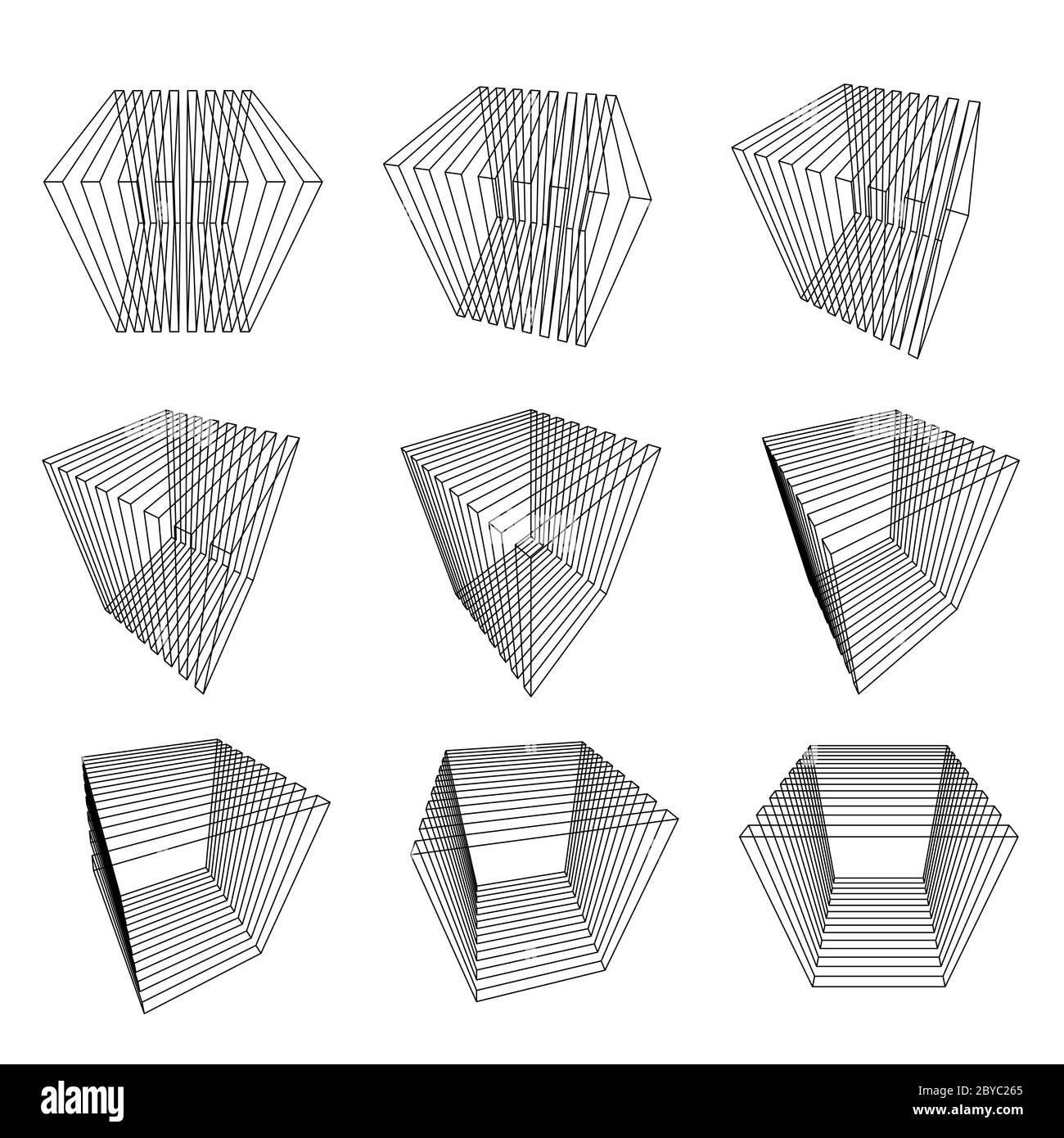 collection of abstract design elements composed of cubes or fragments ...