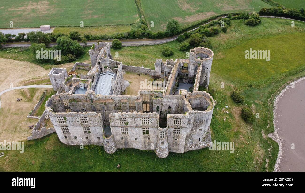 Aerial View of Carew Castle Stock Photo - Alamy