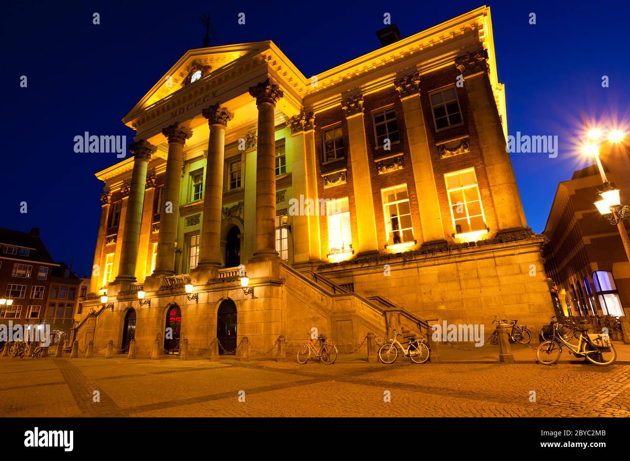 City Hall in Groningen at night Stock Photo - Alamy