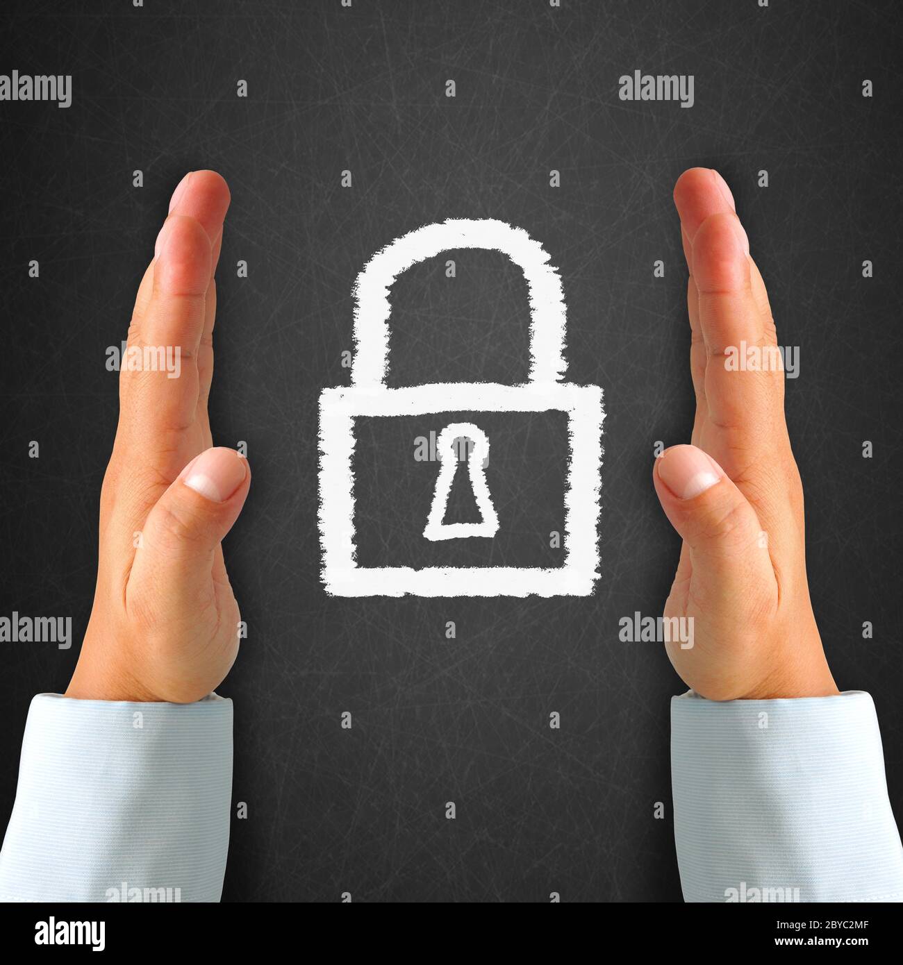 Key and locker on blackboard Stock Photo - Alamy