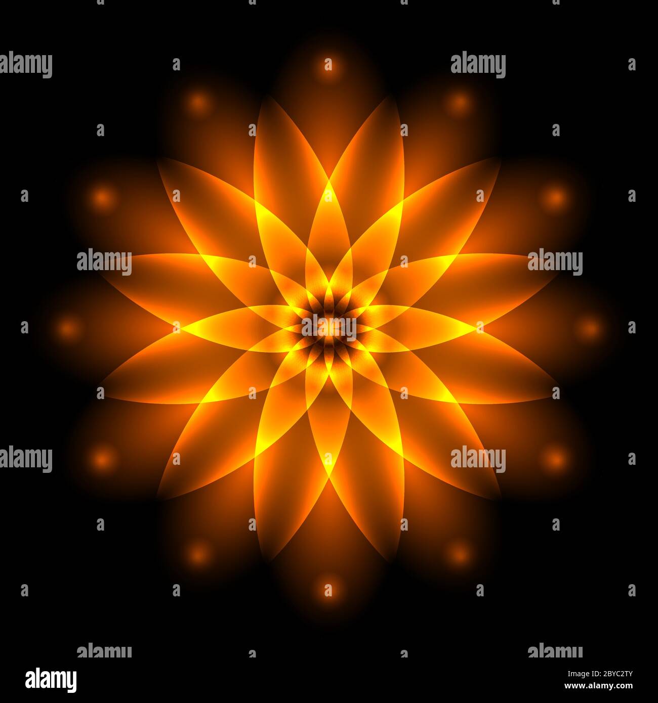 Abstract glowing light flower, symbol of life and energy, fire f Stock ...