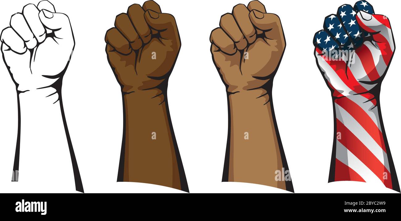 Raised fist set including line art, flesh tones and patriotic versions ...